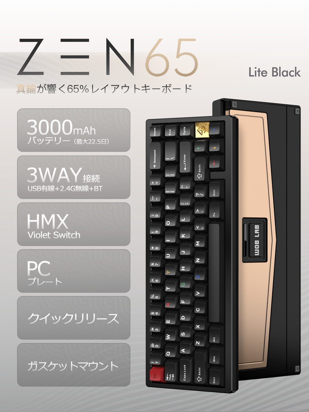 WOBKEY ZEN 65 US English Layout Mechanical Keyboard